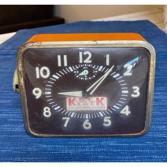 Keck Klocks | Wall Decor | Vintage Midcentury Orange Keck Mechanical ...